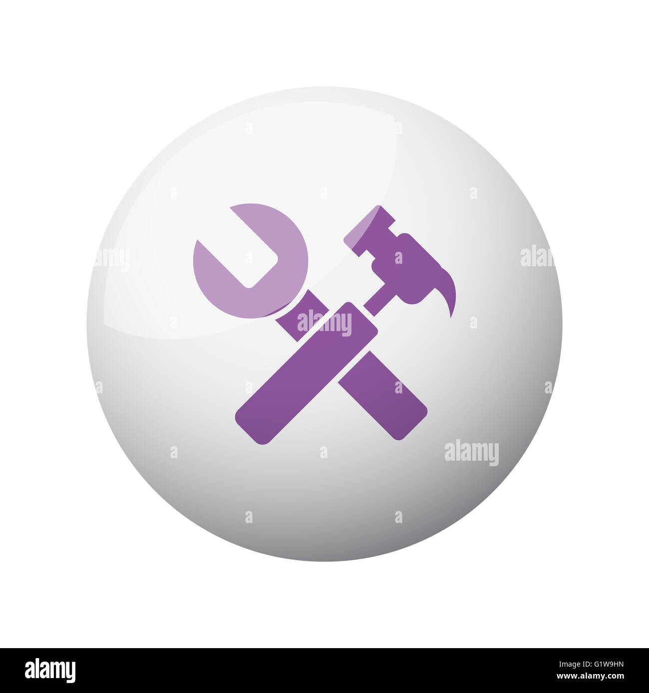 Flat purple Service icon on 3d sphere Stock Photo - Alamy