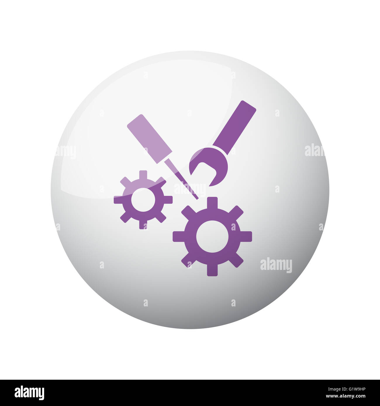 Flat purple Service icon on 3d sphere Stock Photo - Alamy