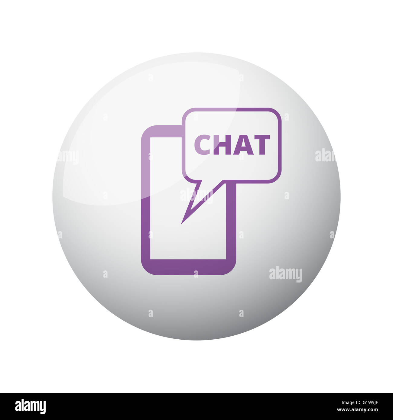 Flat purple Chat icon on 3d sphere Stock Photo - Alamy