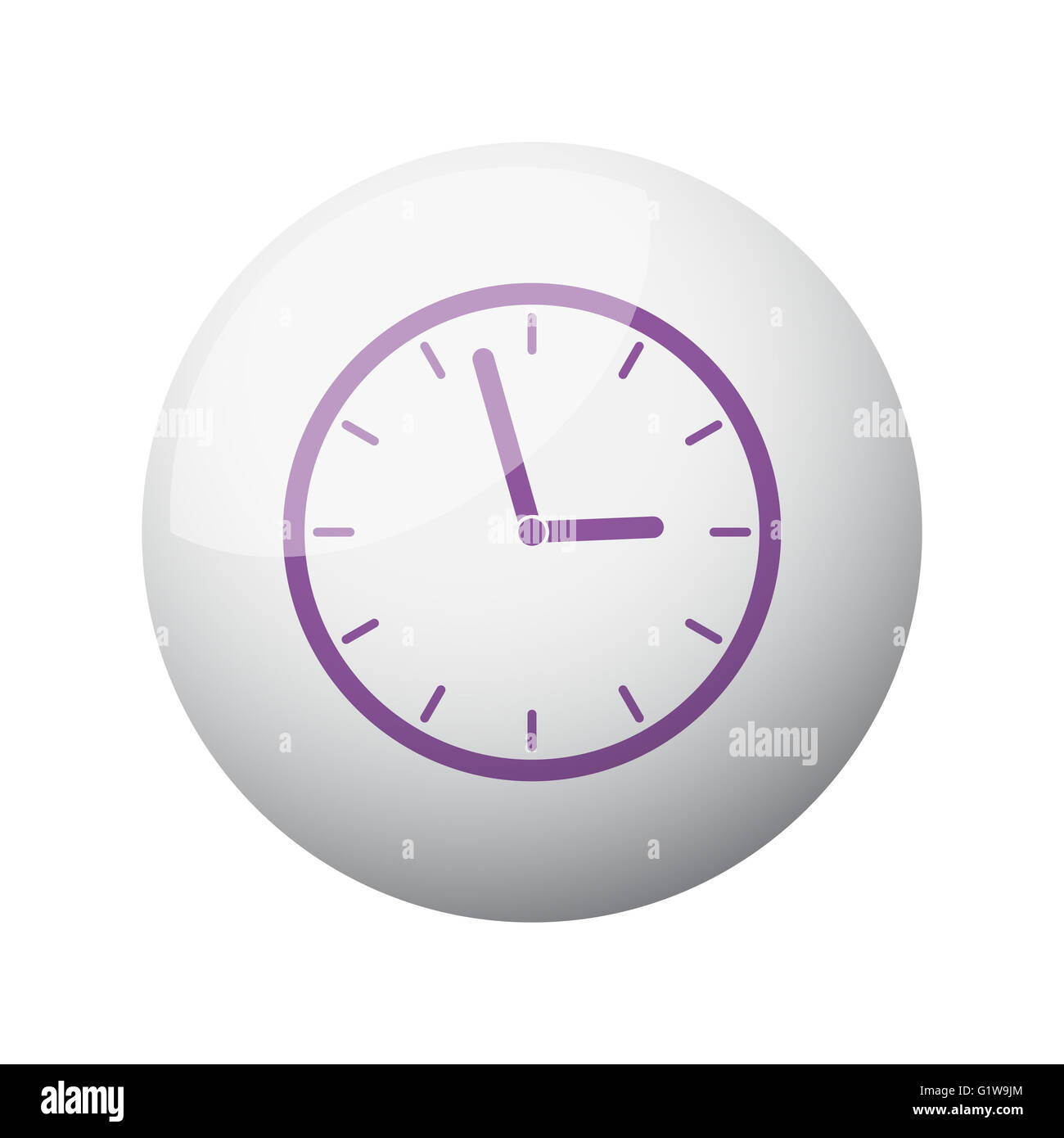Flat purple Clock icon on 3d sphere Stock Photo - Alamy