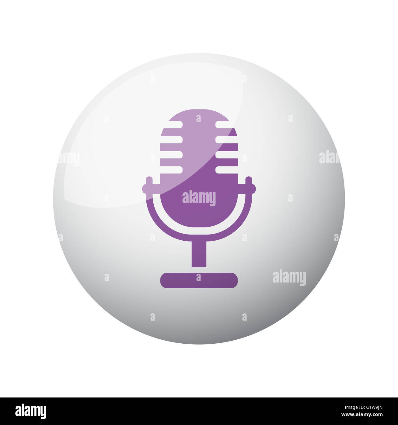 Flat purple Microphone icon on 3d sphere Stock Photo - Alamy