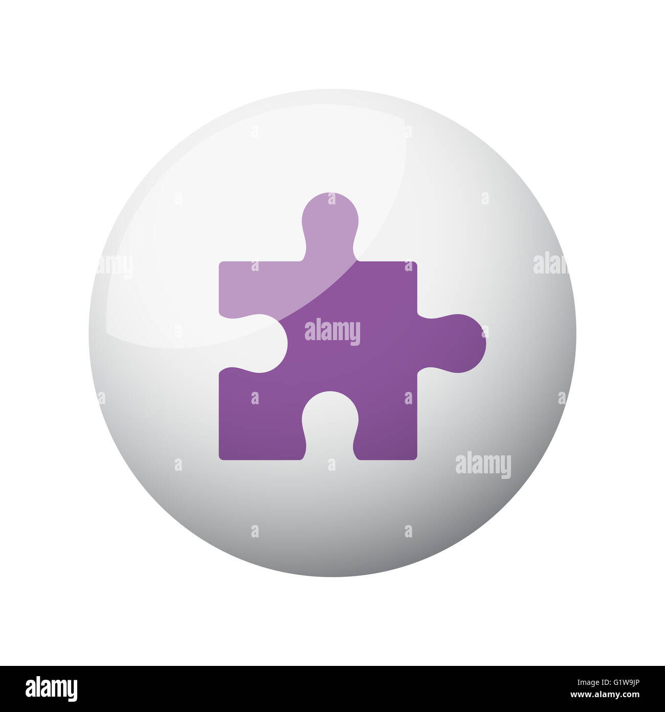 Flat purple Puzzle icon on 3d sphere Stock Photo - Alamy