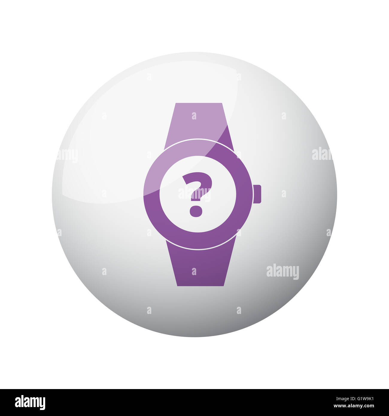 Flat purple Time Question icon on 3d sphere Stock Photo - Alamy