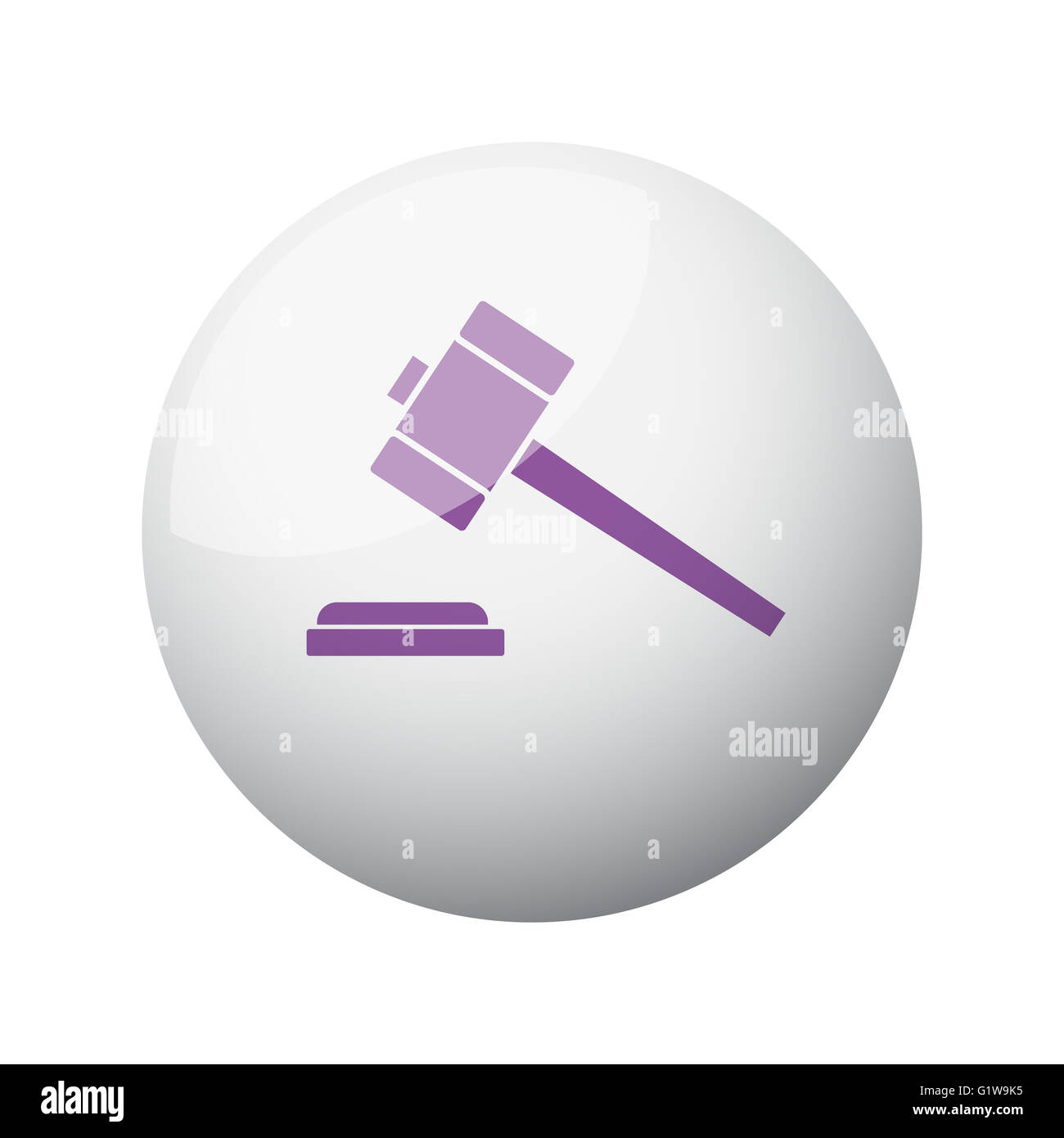 Flat purple Law Gavel icon on 3d sphere Stock Photo - Alamy