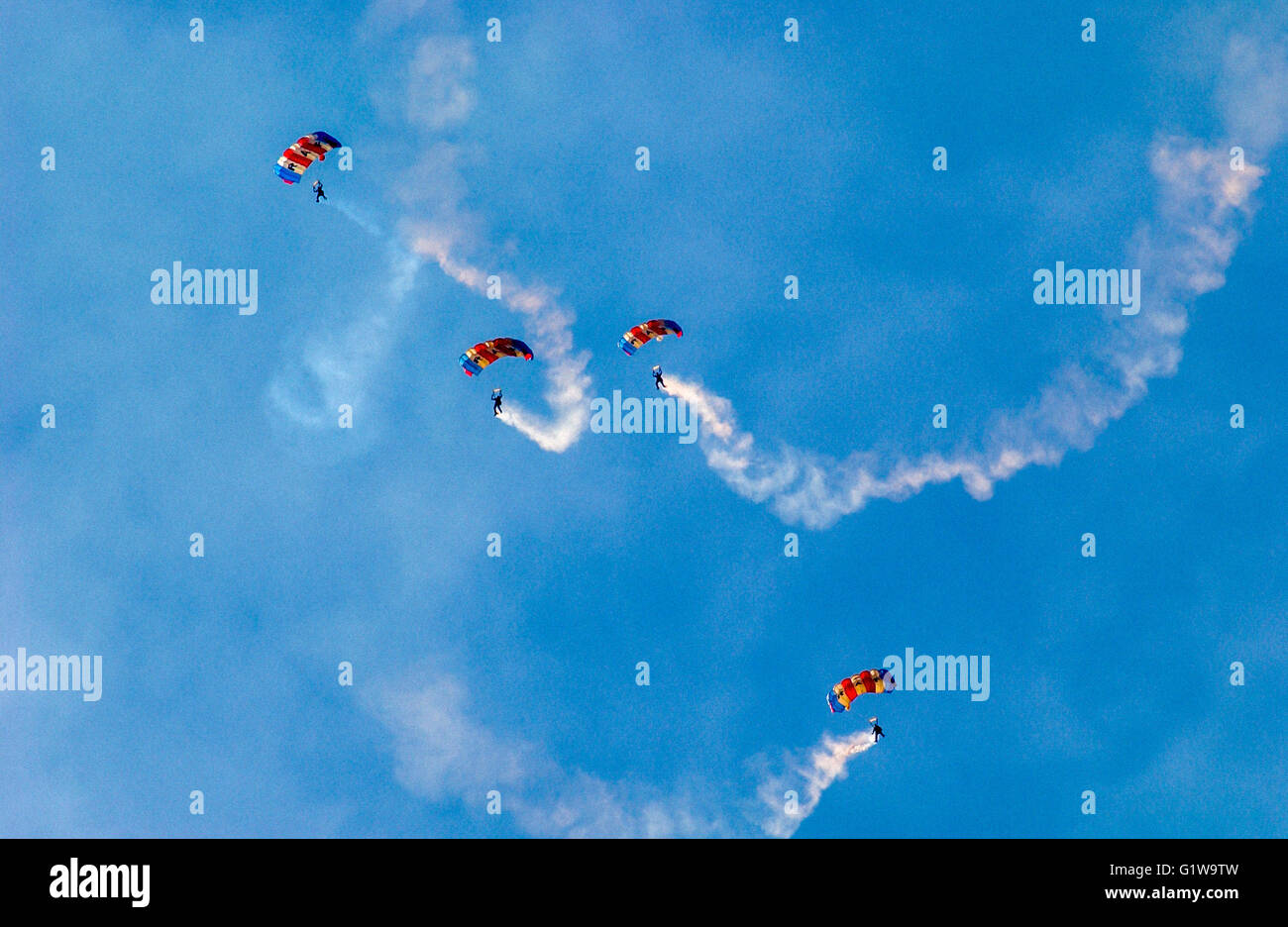 RAF skydiving parachute display team at airshow Stock Photo - Alamy