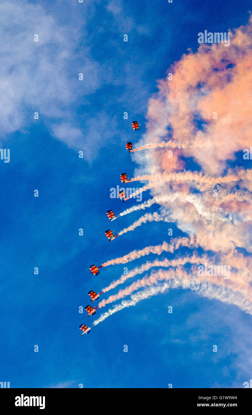 RAF skydiving parachute display team at airshow Stock Photo - Alamy