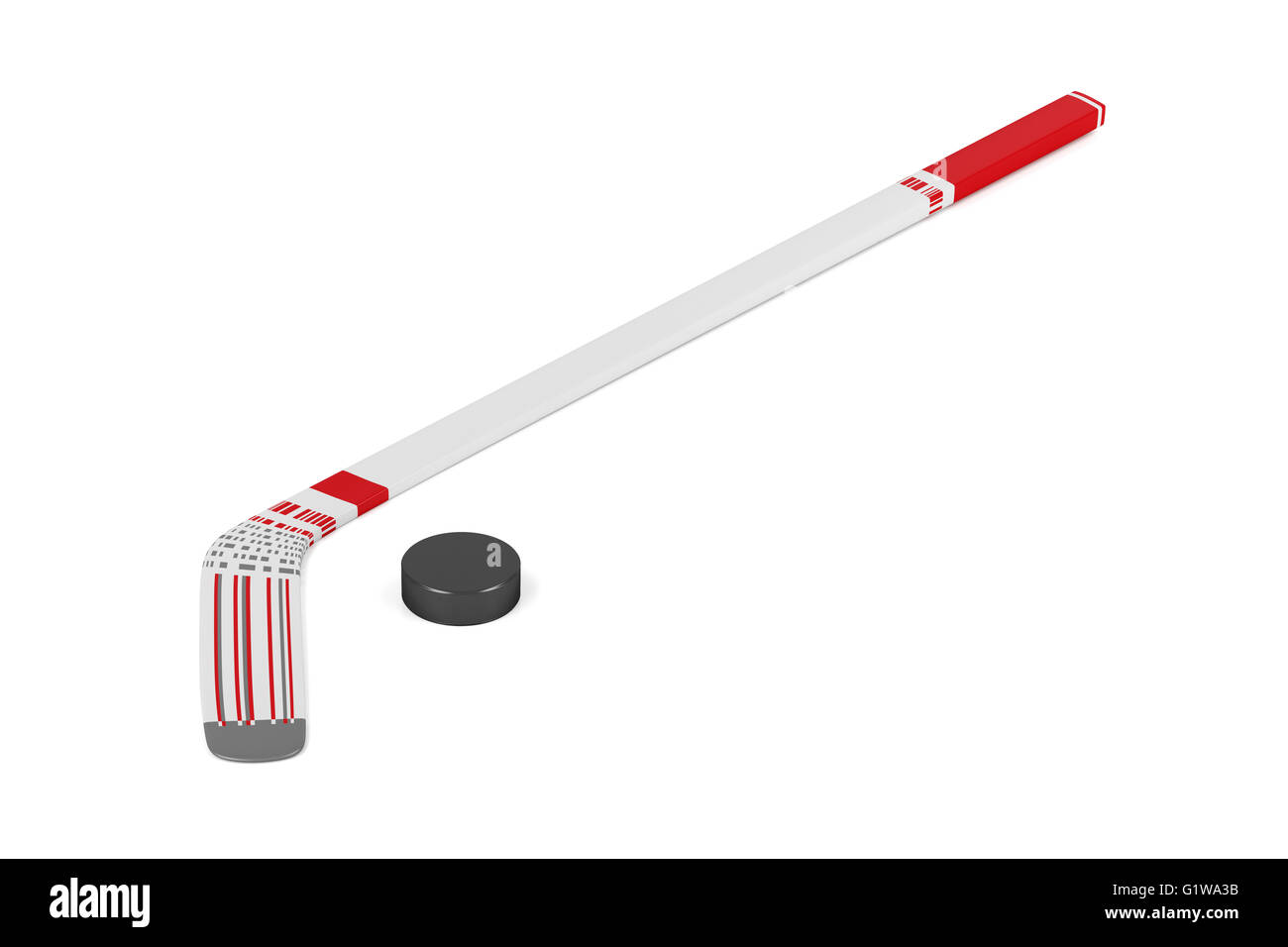 Ice hockey stick and puck on white background Stock Photo - Alamy