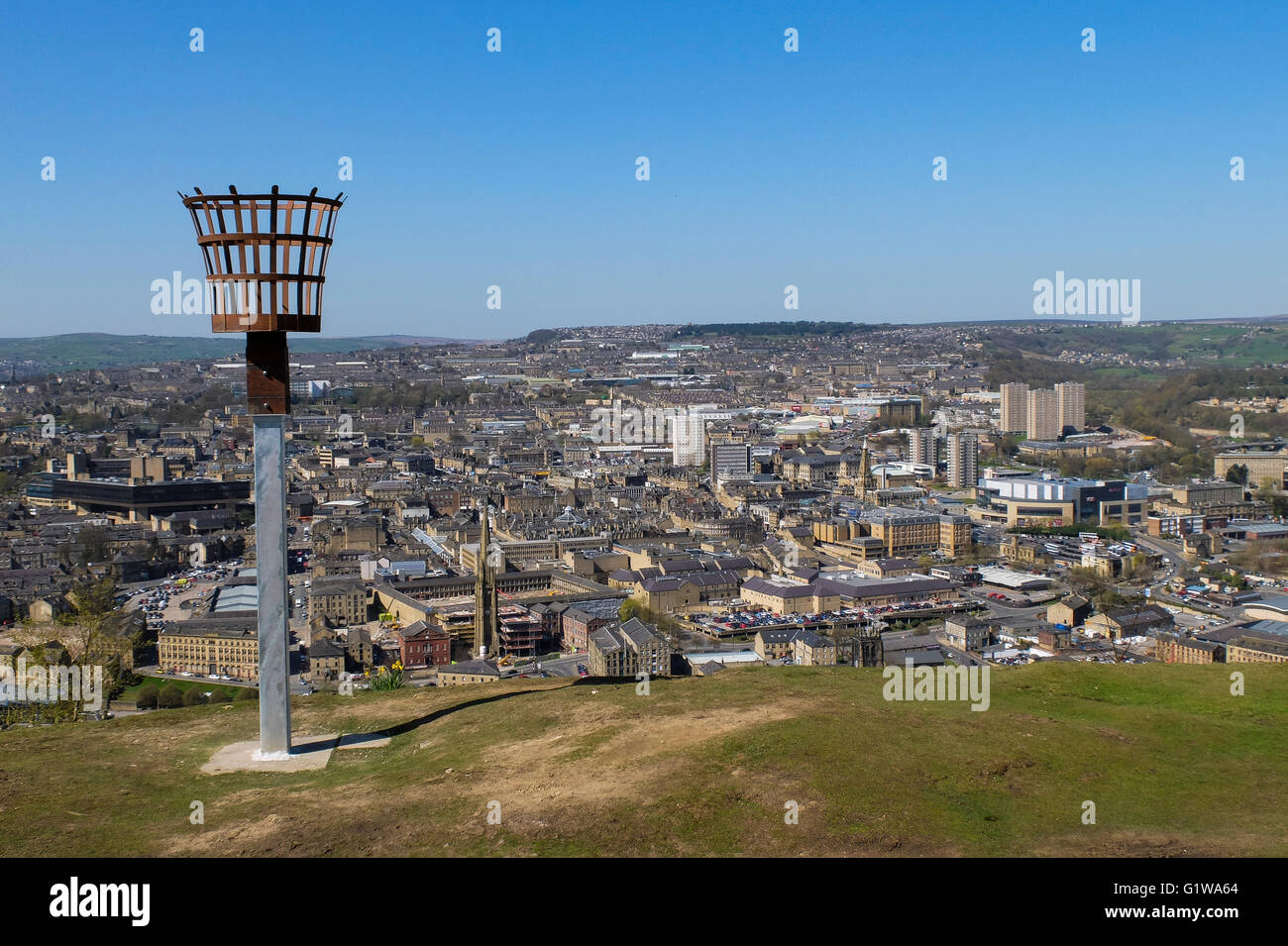 Halifax, viewed from Beacon Hill, Calderdale, West Yorkshire Stock ...