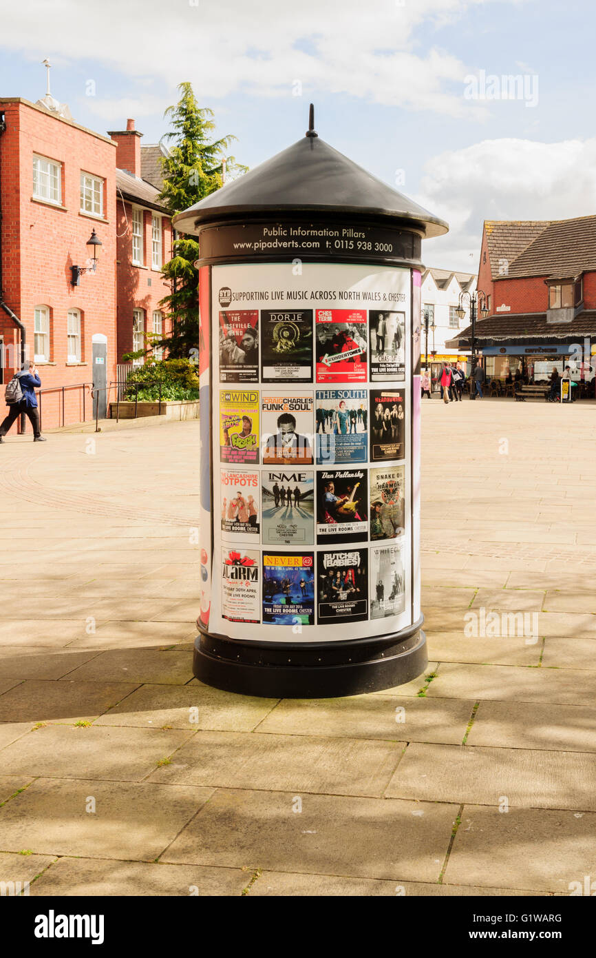 High street public information pillar advertising bands and ...