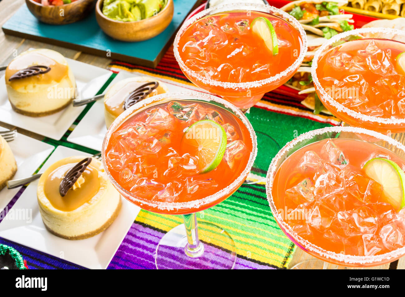 Fiesta party buffet table with watermelon margaritas and other ...