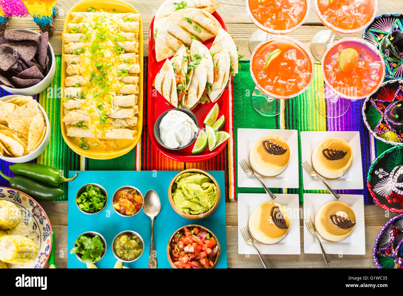 Fiesta party buffet table with traditional Mexican food Stock Photo - Alamy