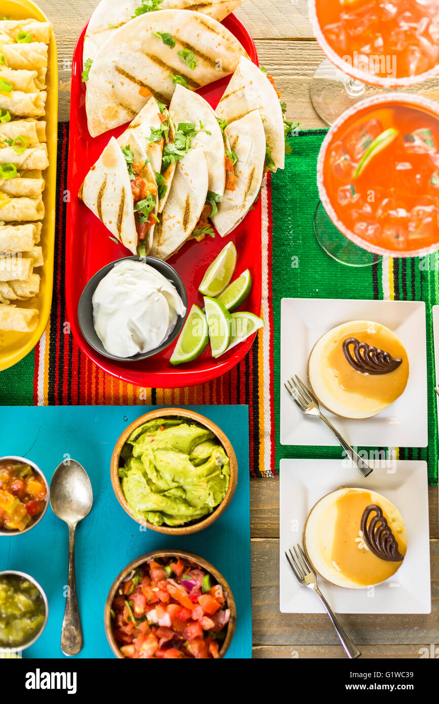 Fiesta party buffet table with traditional Mexican food Stock Photo - Alamy