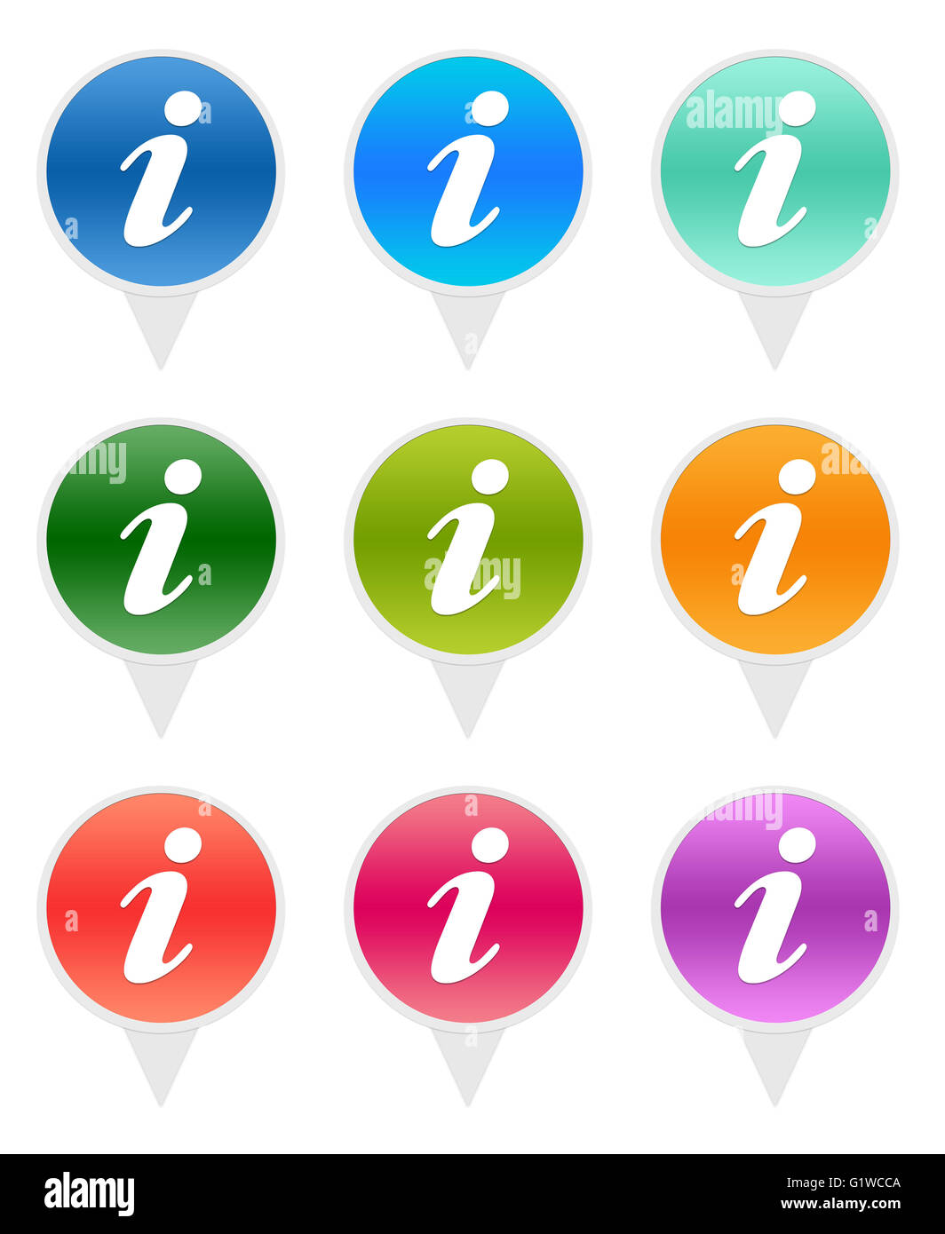 Set of rounded icons for markers on maps with information symbol Stock ...