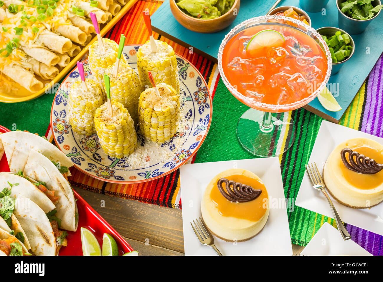 Fiesta party buffet table with traditional Mexican food Stock Photo - Alamy