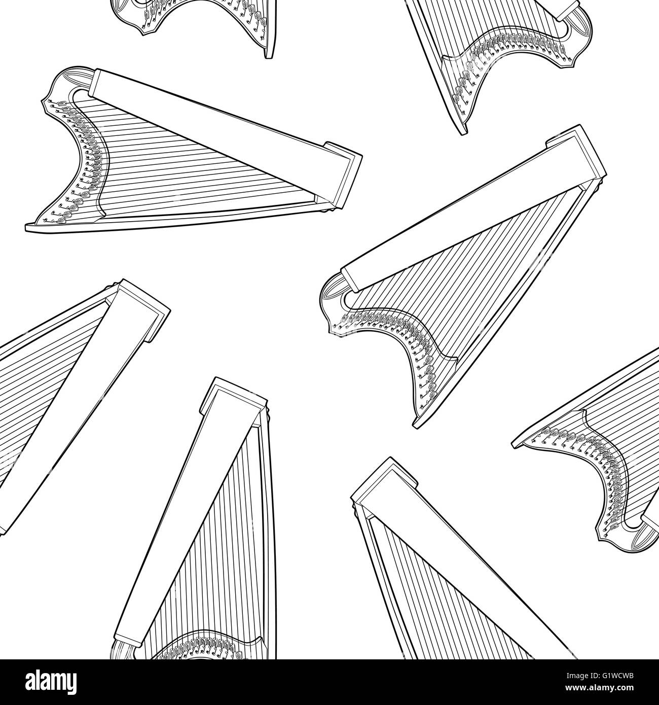 Seamless pattern with celtic harp on white background Stock Vector ...