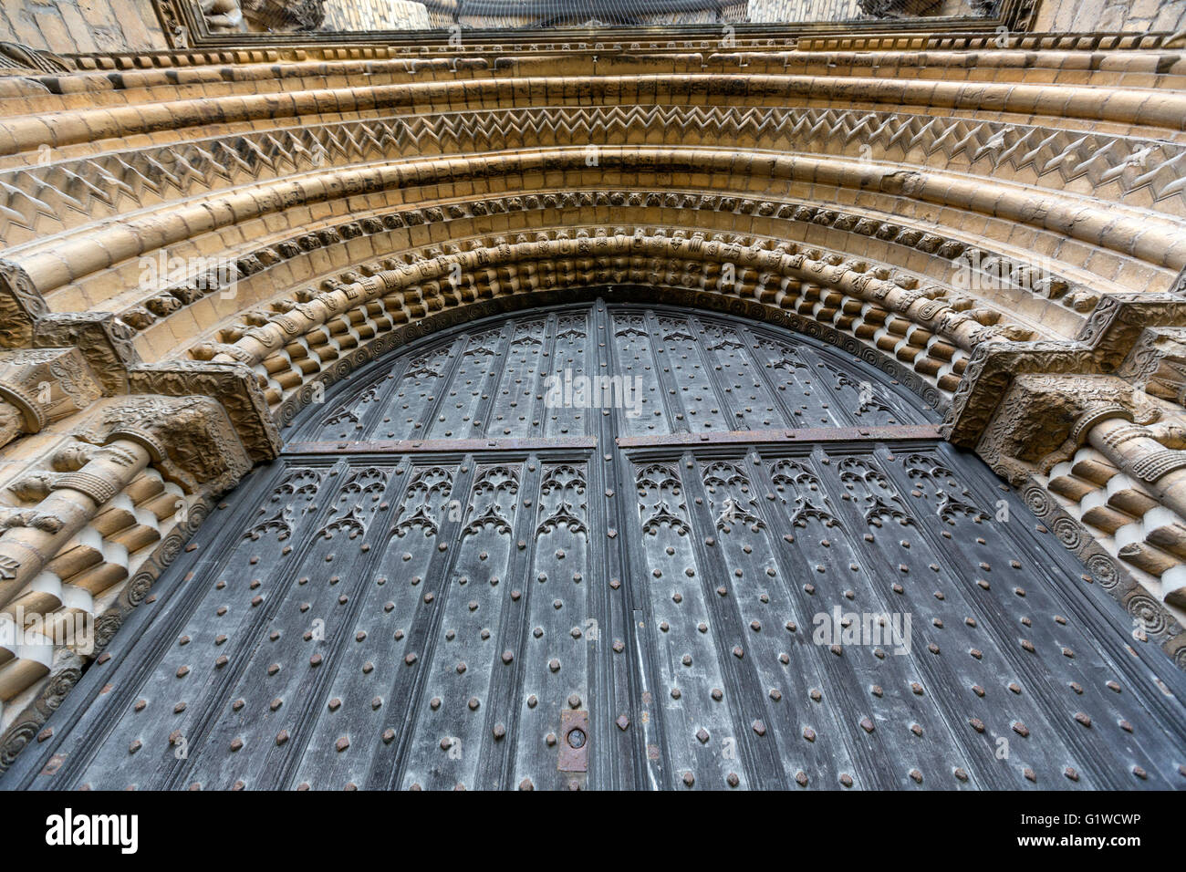 Romanesque carving mouldings around Lincoln Cathedral Main door ...