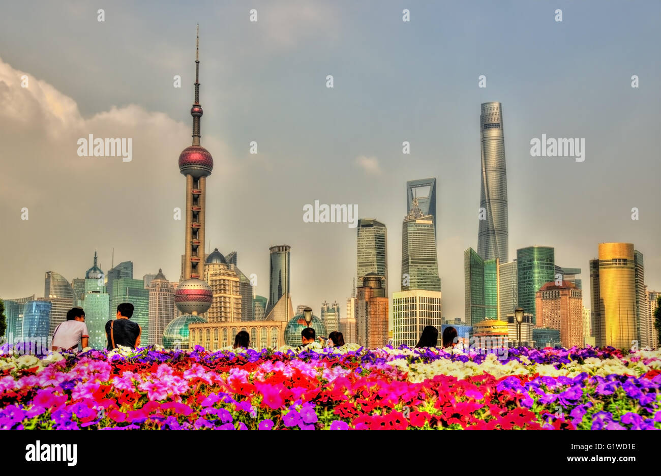 Shanghai skyscrapers as seen from the Bund Riverside - China Stock ...
