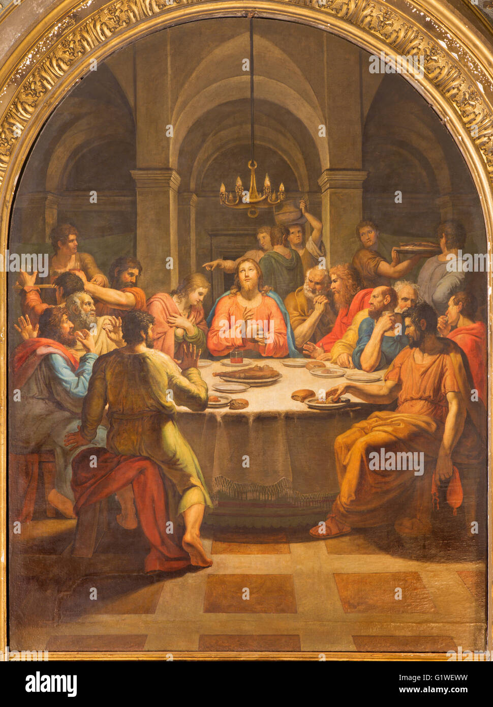 ROME, ITALY - MARCH 12, 2016: The Last supper paint in church Basilica ...