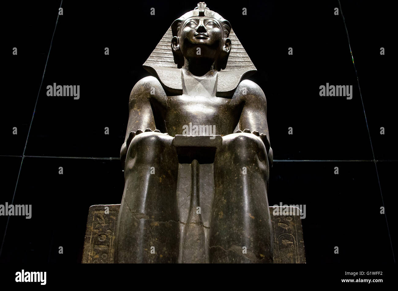 egyptian pharaon statue on display at the Turin's Egypt Museum Stock ...