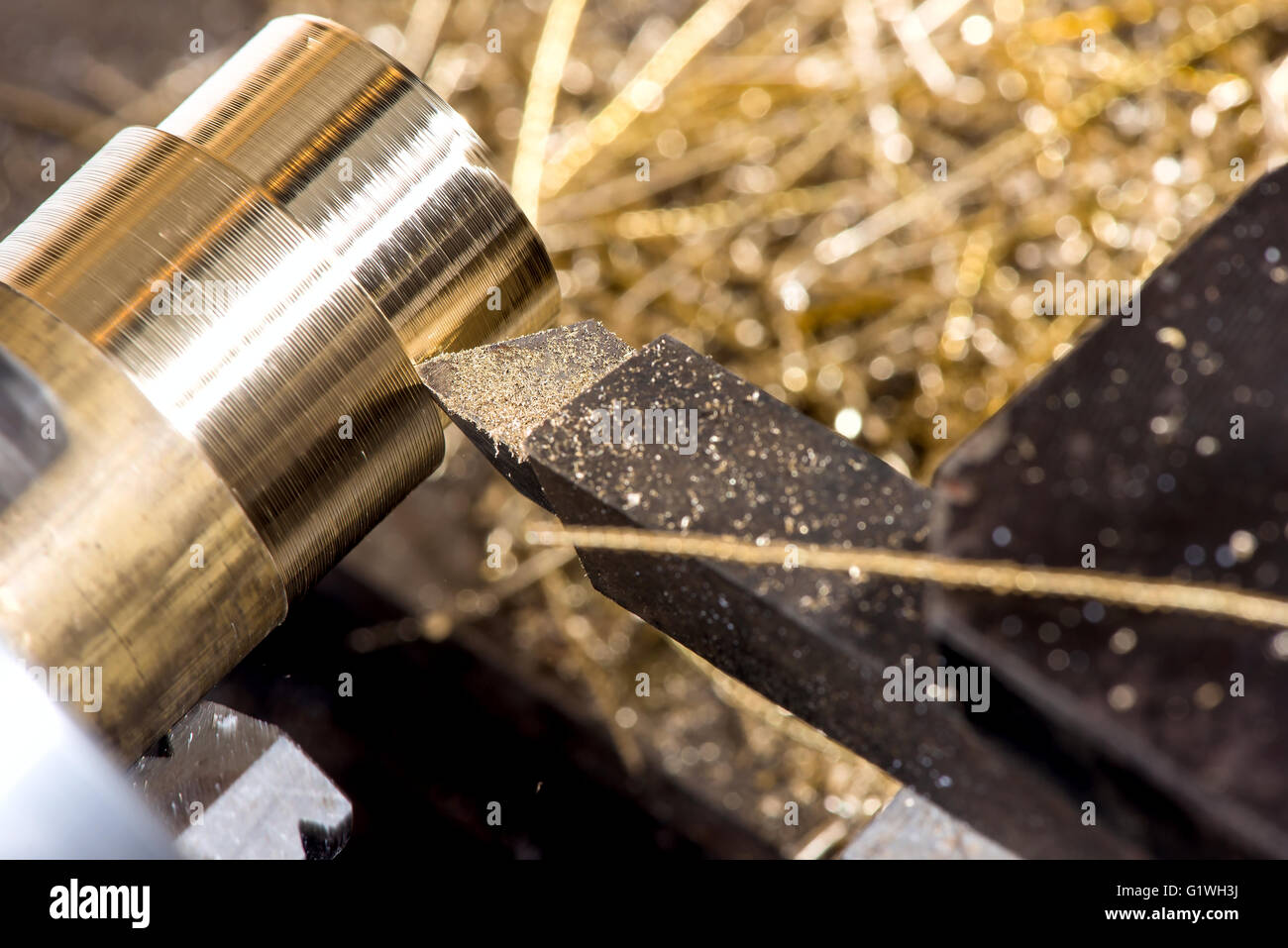 brass detail of is processed on a lathe Stock Photo - Alamy