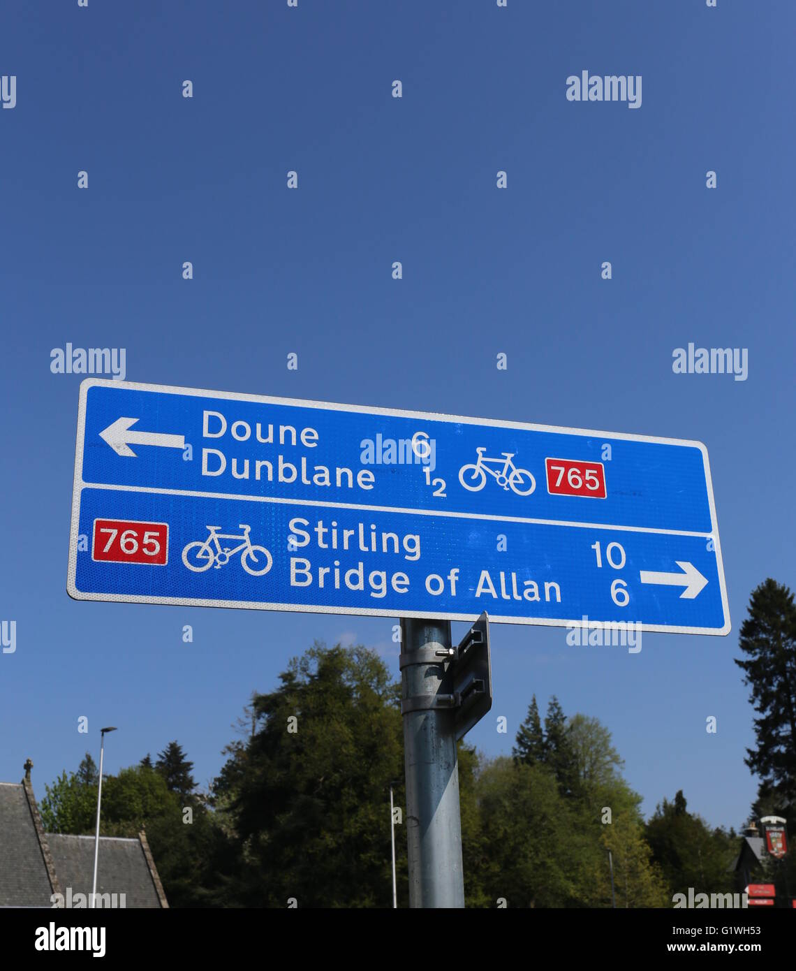 Cycle route 765 sign near Dunblane Scotland May 2016 Stock Photo - Alamy