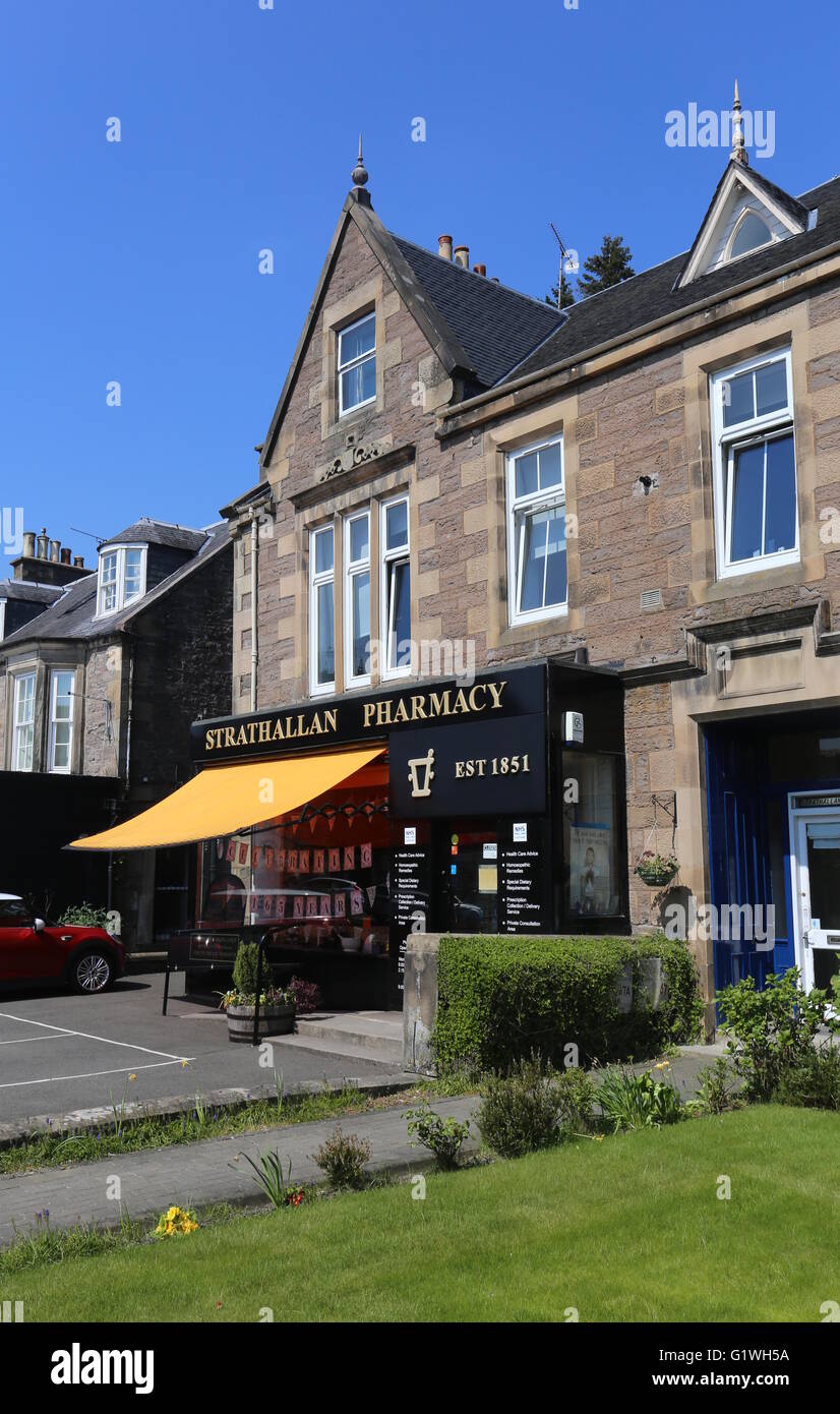 Exterior of Strathallan Pharmacy Bridge of Allan Scotland May 2016 ...