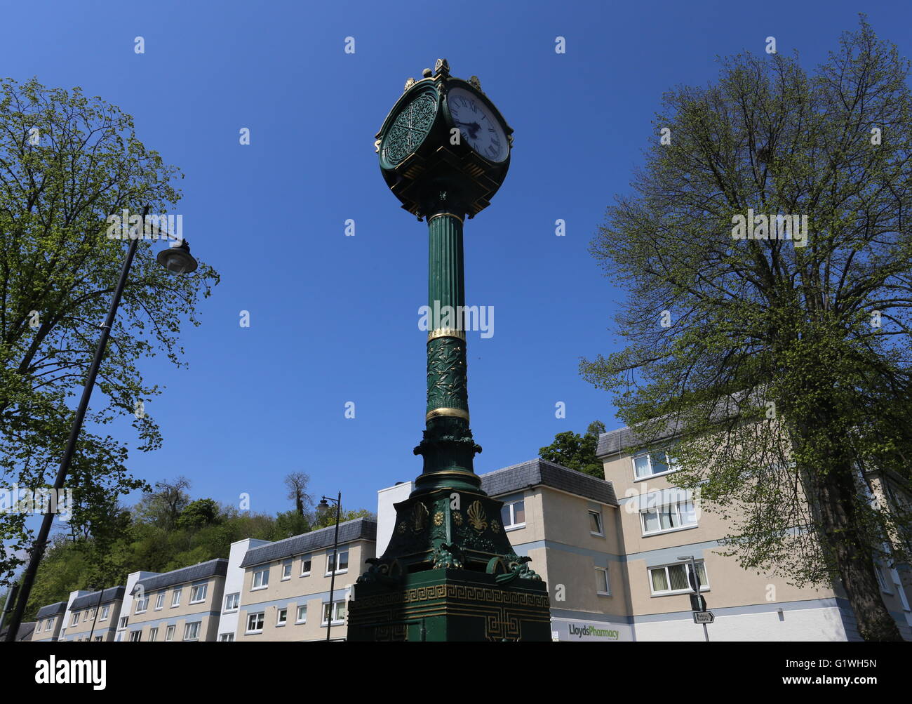 Memorial clock Bridge of Allan street scene Scotland May 2016 Stock ...