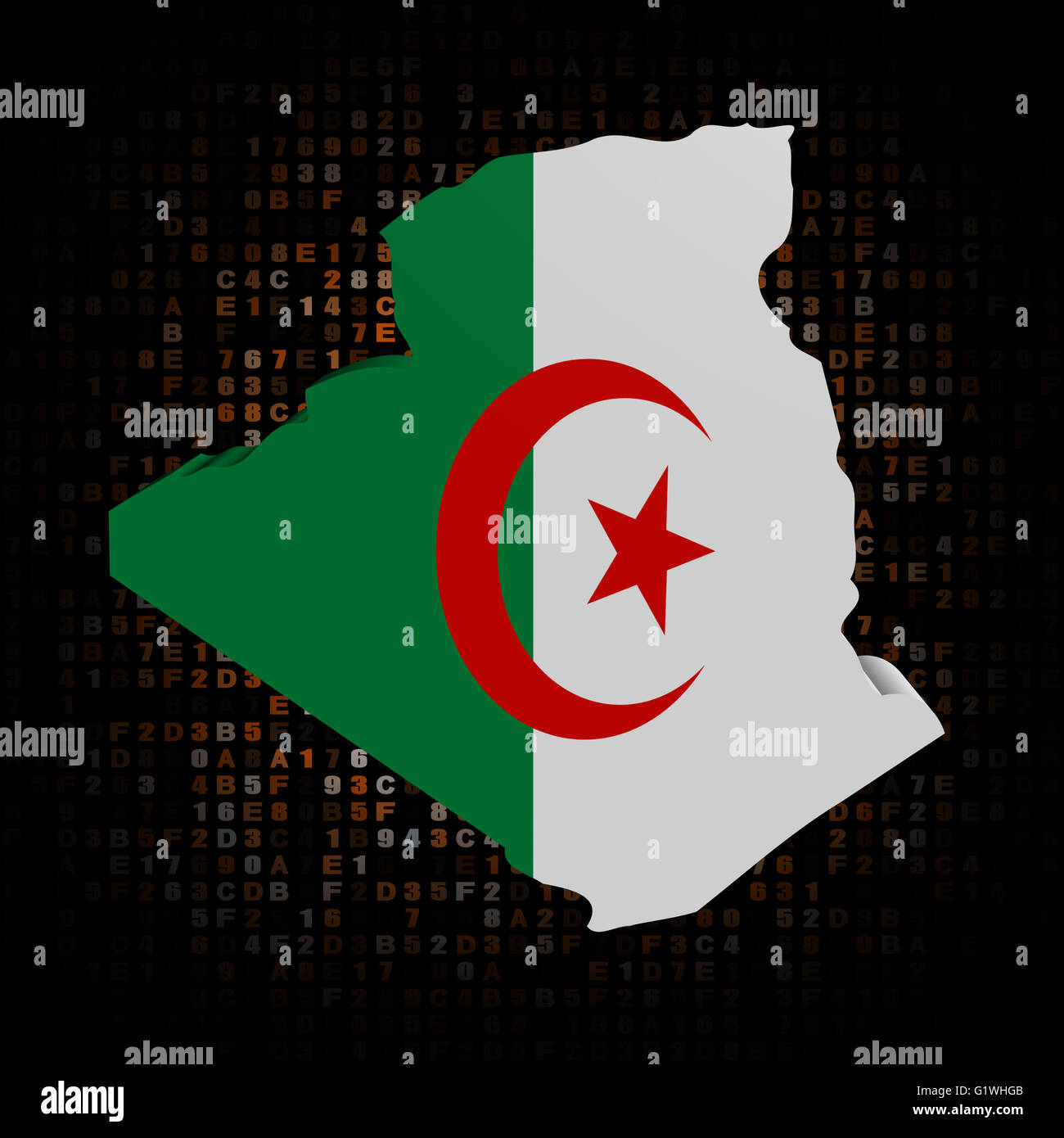 Algeria map flag on hex code illustration Stock Photo - Alamy