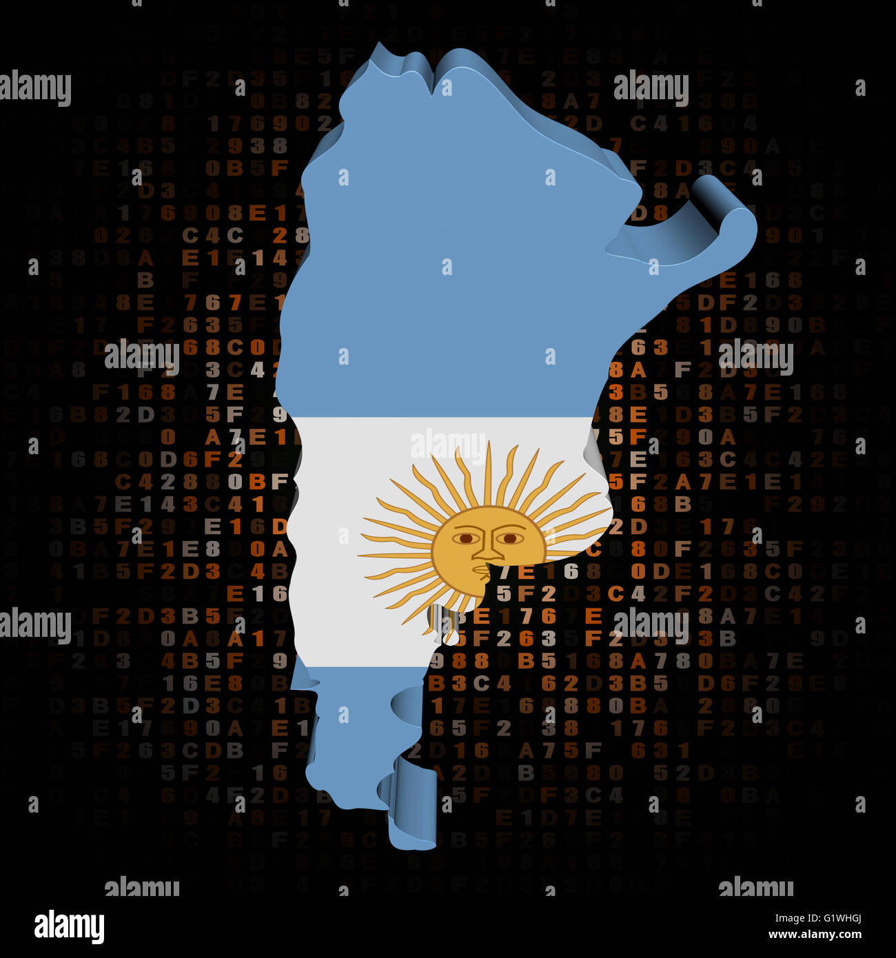 Argentina map flag on hex code illustration Stock Photo - Alamy