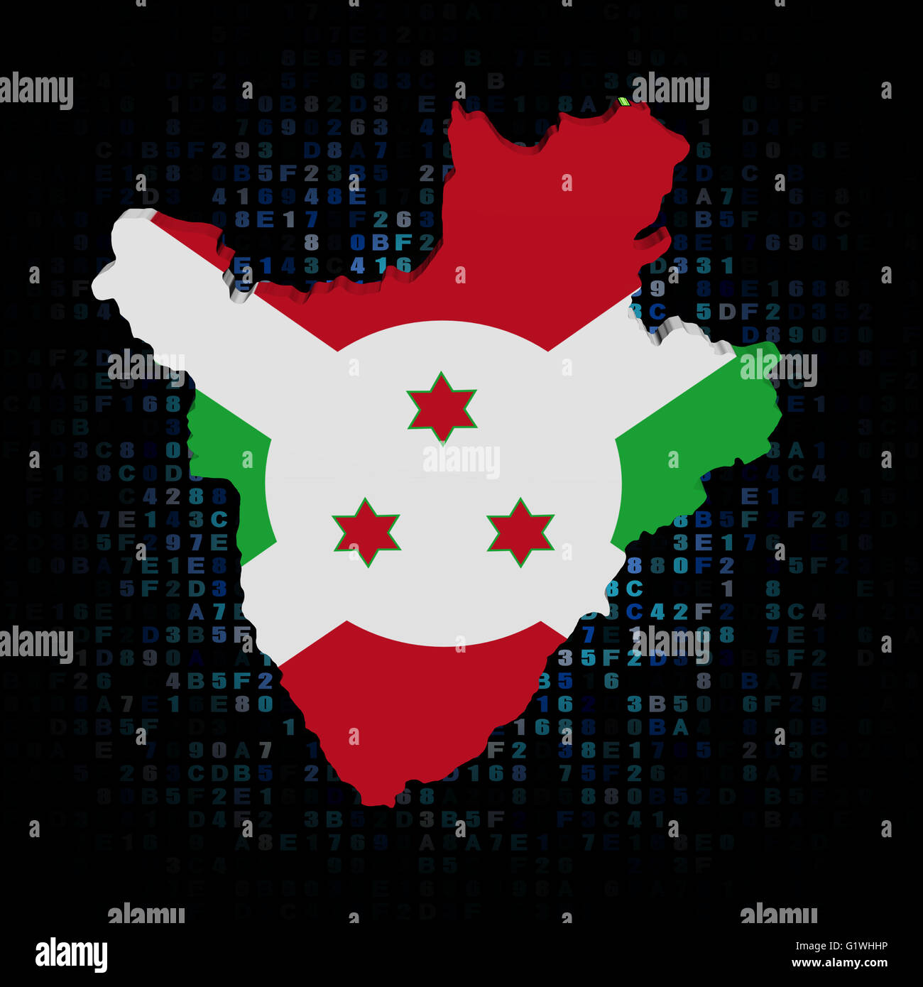 Burundi map flag on hex code illustration Stock Photo - Alamy