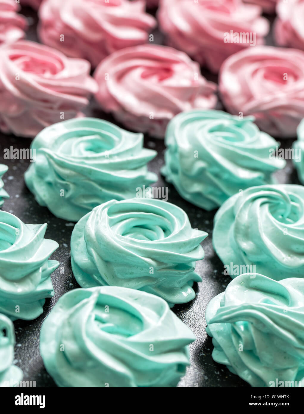Handmade Colored Zephyr on Black Table, close up Stock Photo - Alamy