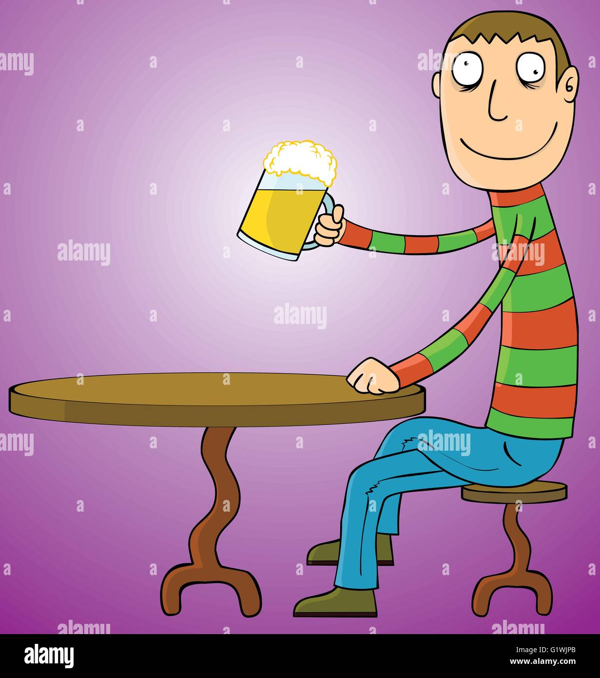 Cartoon man drinking beer hi-res stock photography and images - Alamy