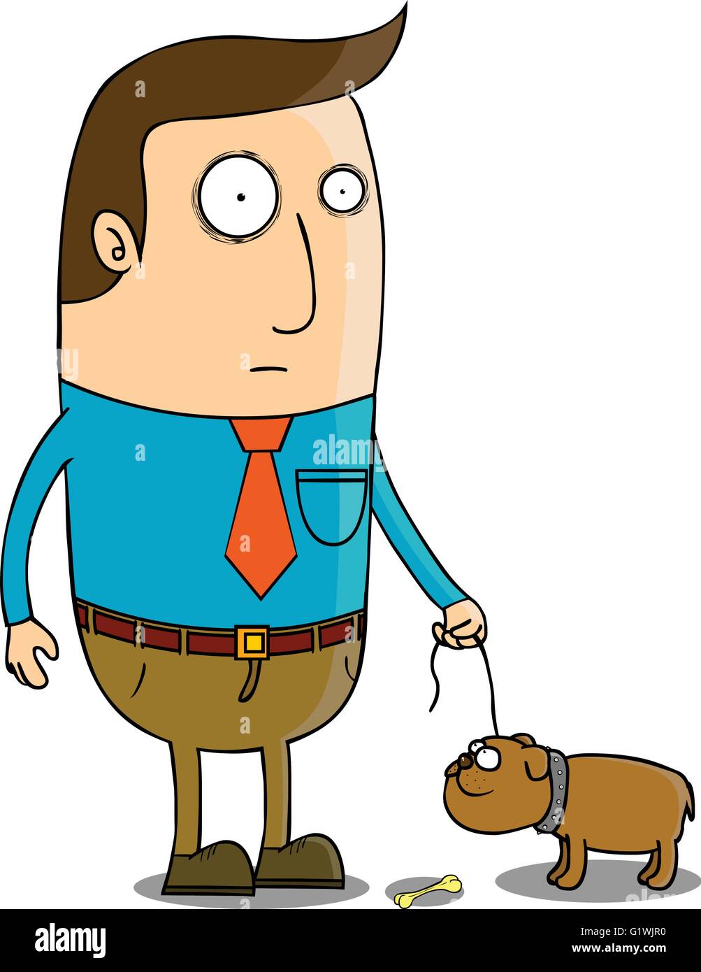 Walking dog happy man Stock Vector Images - Alamy