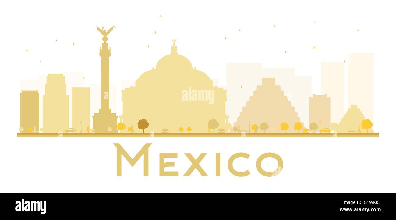 Mexico City skyline golden silhouette. Vector illustration. Simple flat ...