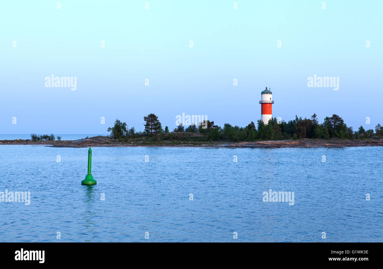 Sea marks and lighthouse in the archipelago. Navigations help in the ...