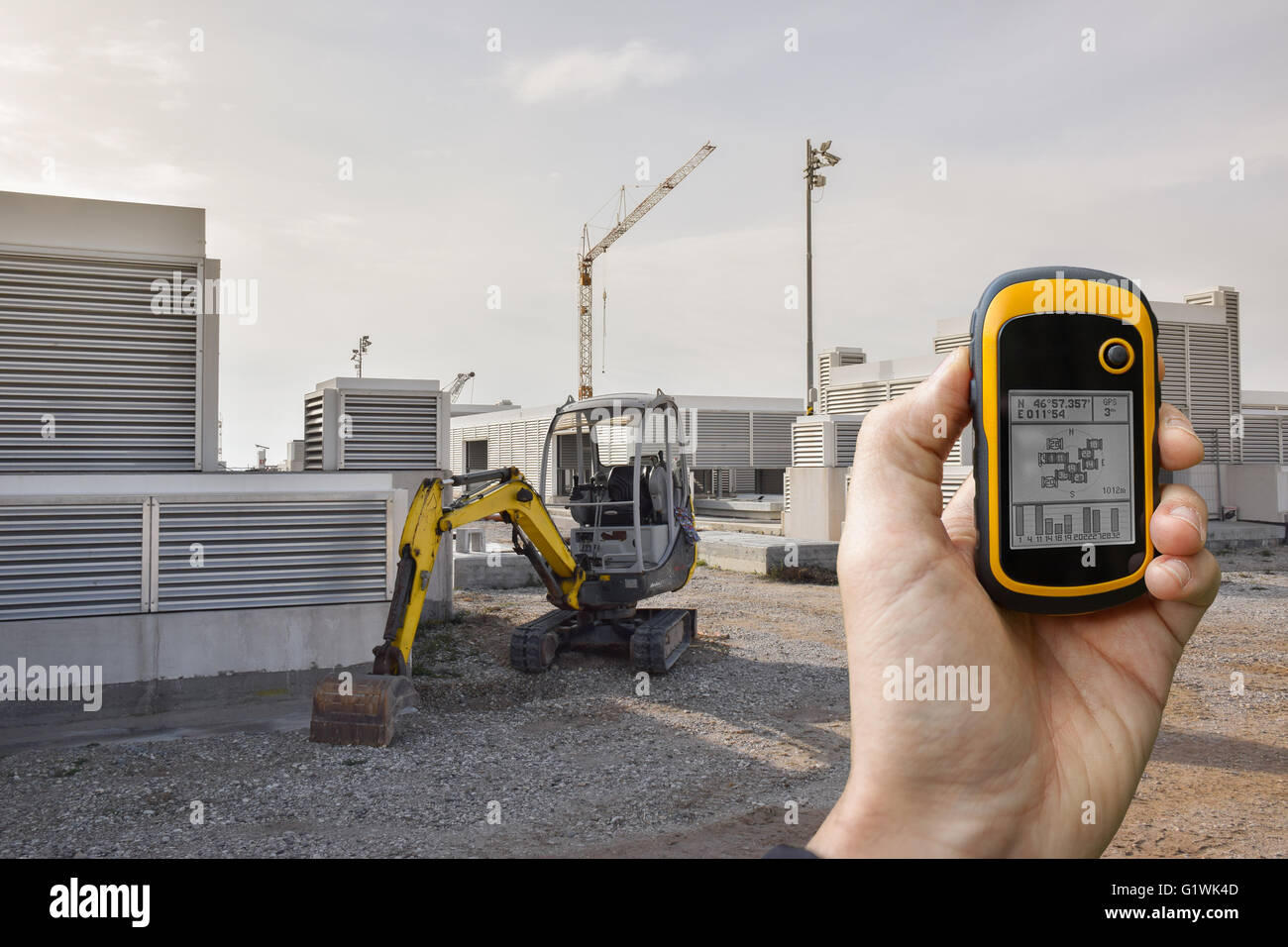finding the right position inside a construction site via gps Stock ...