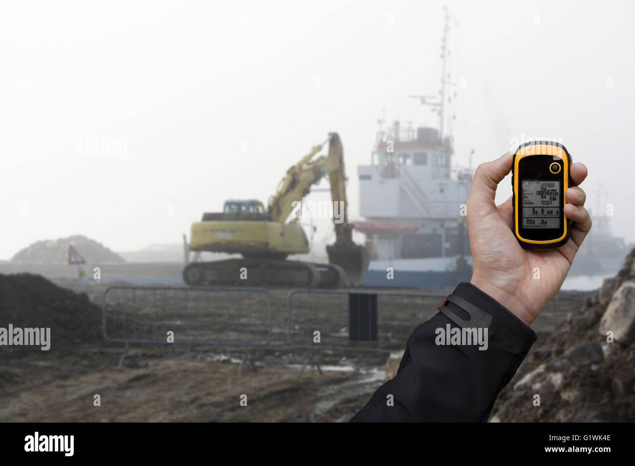finding the right position inside a construction site via gps Stock ...