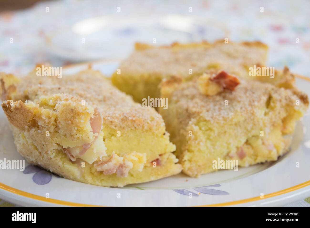 timbale of potatoes with cured ham Stock Photo - Alamy