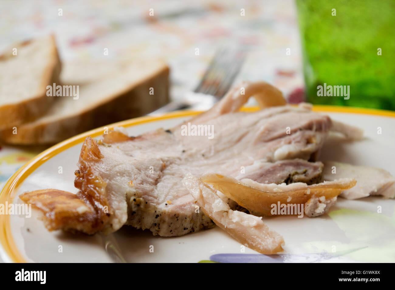 slice of roast suckling pig or porchetta Stock Photo - Alamy