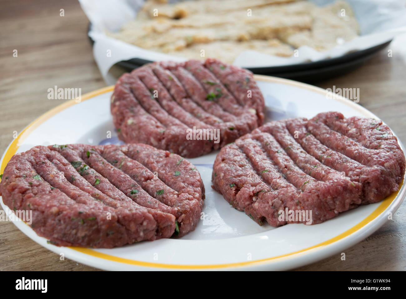raw beef hamburger Stock Photo - Alamy
