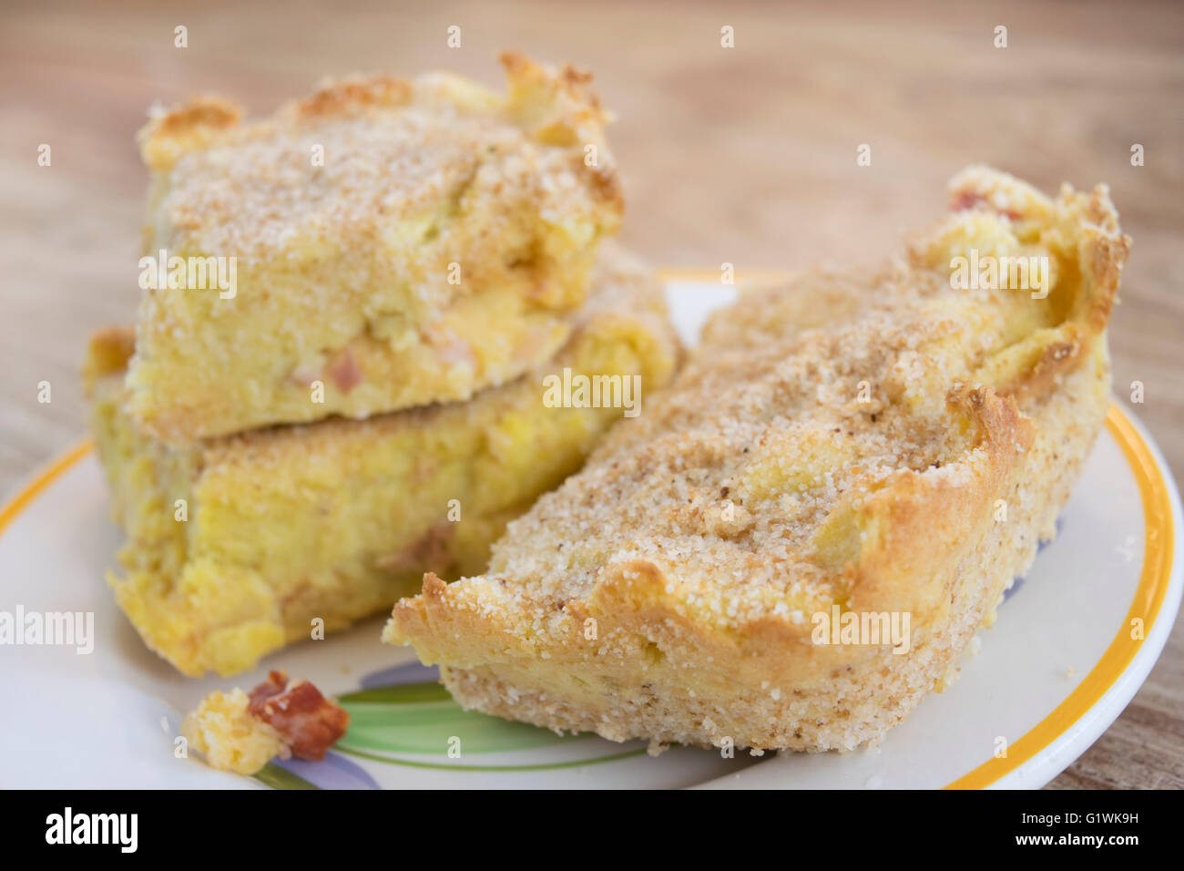timbale of potatoes with cured ham Stock Photo - Alamy