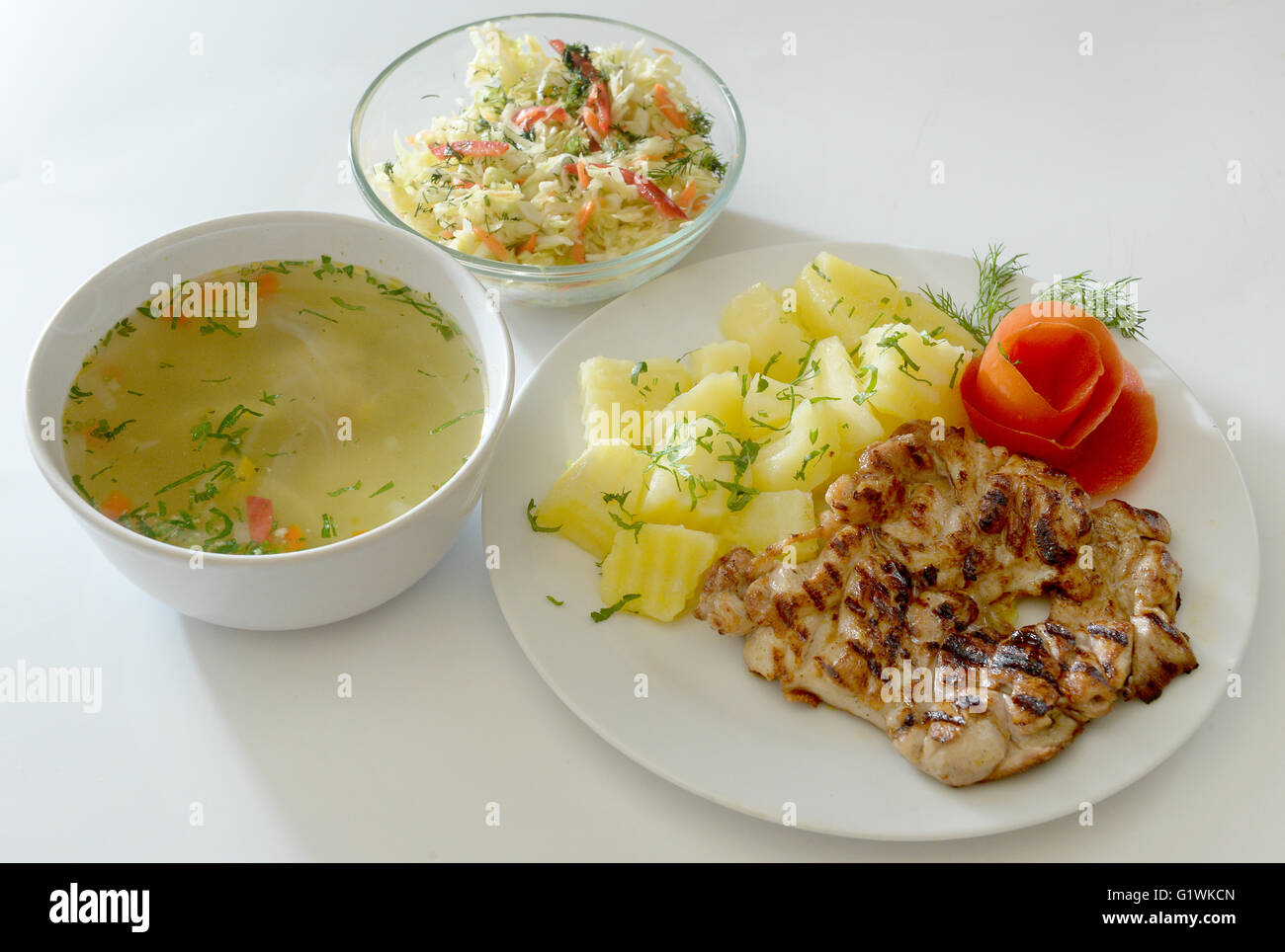 complete lunch menu Stock Photo - Alamy