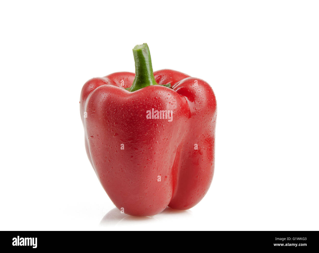 one whole red bell pepper isolated on white background Stock Photo - Alamy