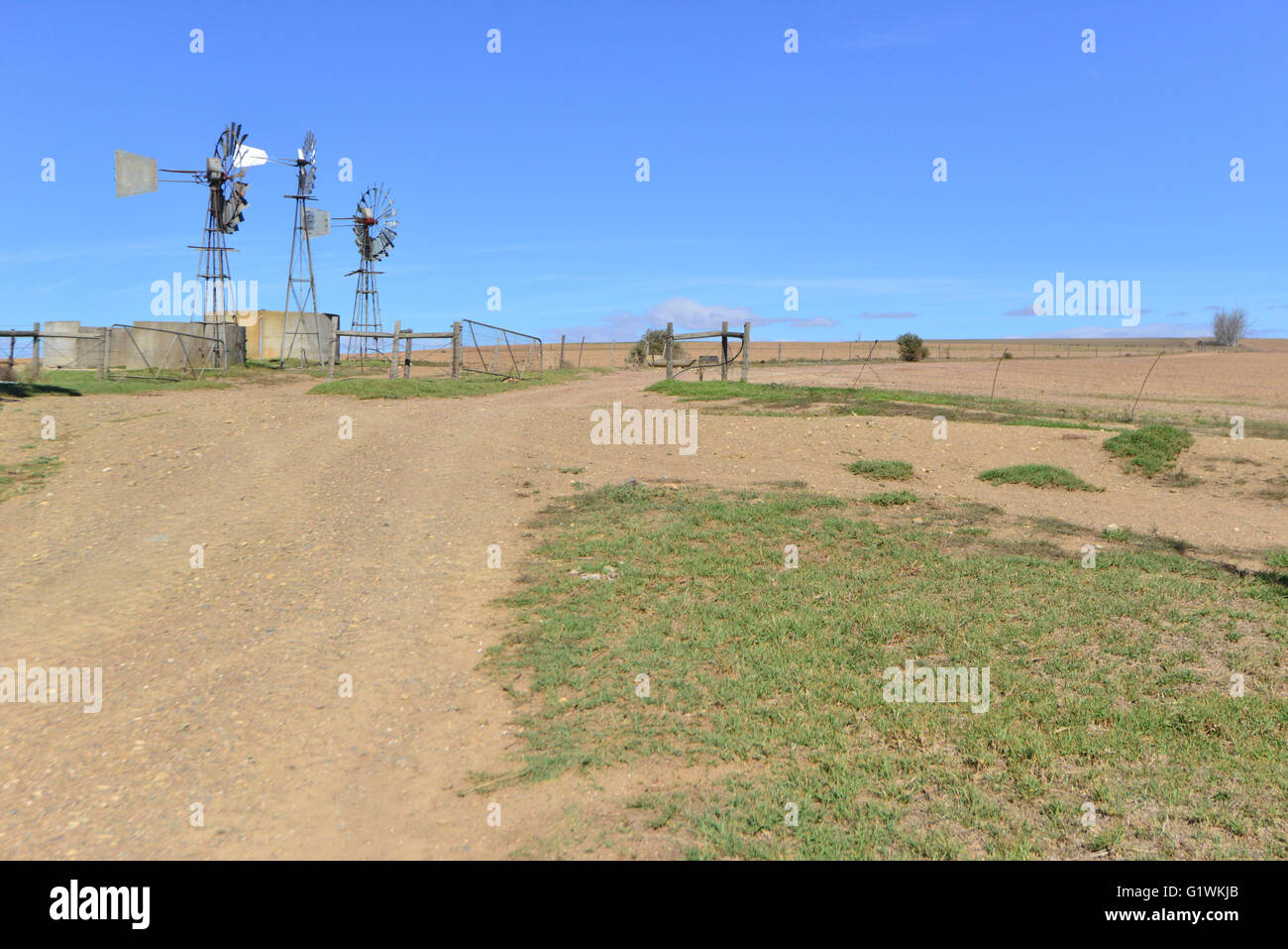 Wind pump on a farm in South Africa Stock Photo - Alamy