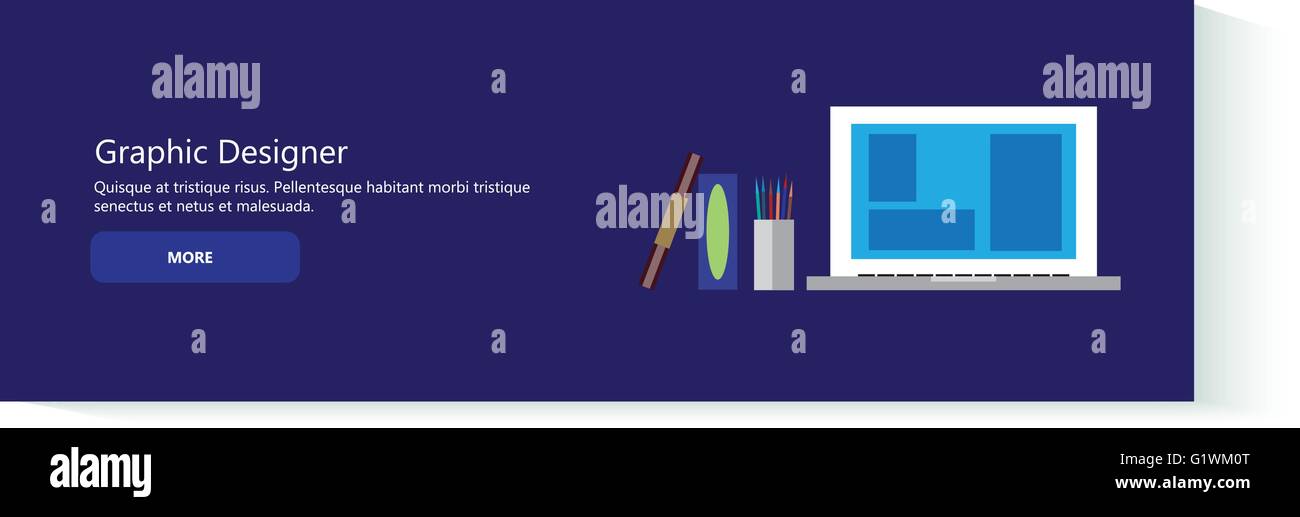 Designer office workspace with tools and devices in modern flat style ...