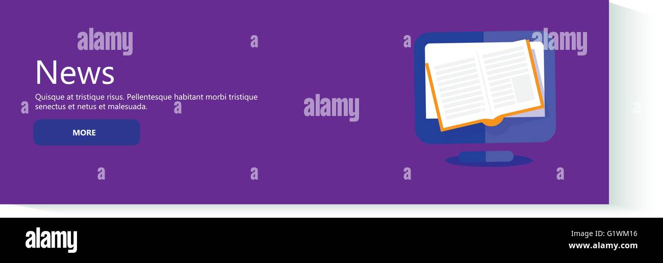 Vector illustration. Flat header. News. Newsletter and information ...