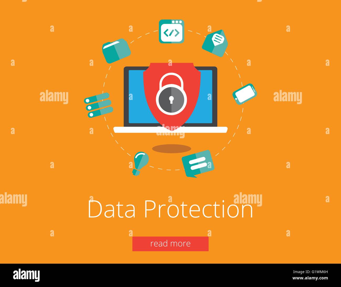 Data protection and safe work. Flat design vector Stock Vector Image ...
