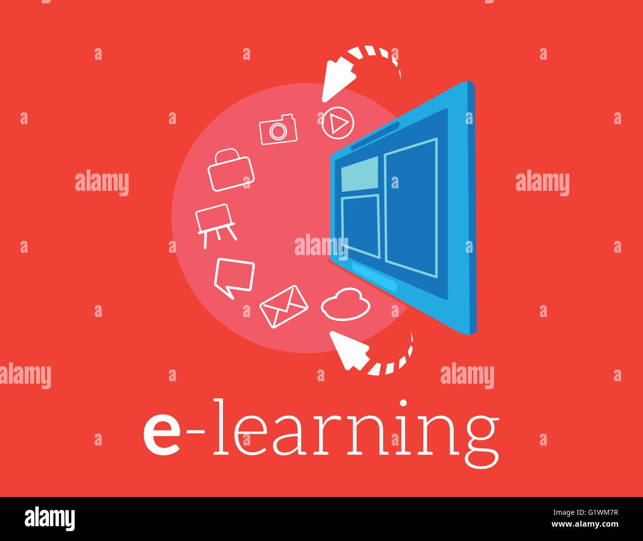 E-learning concept. tablet and education icons. Vector Stock Vector ...