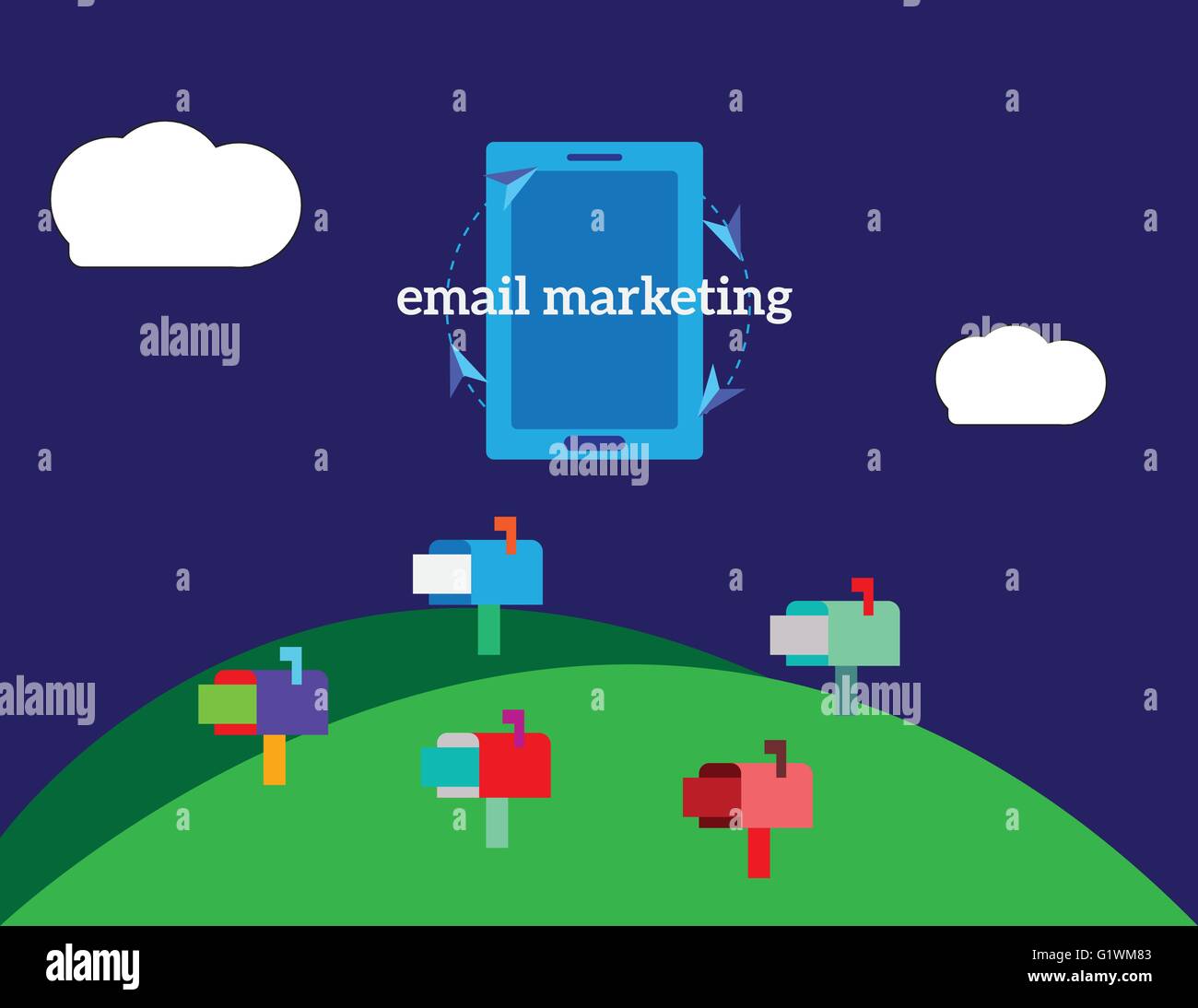 email marketing vector concept illustration tablet and mail boxes Stock ...