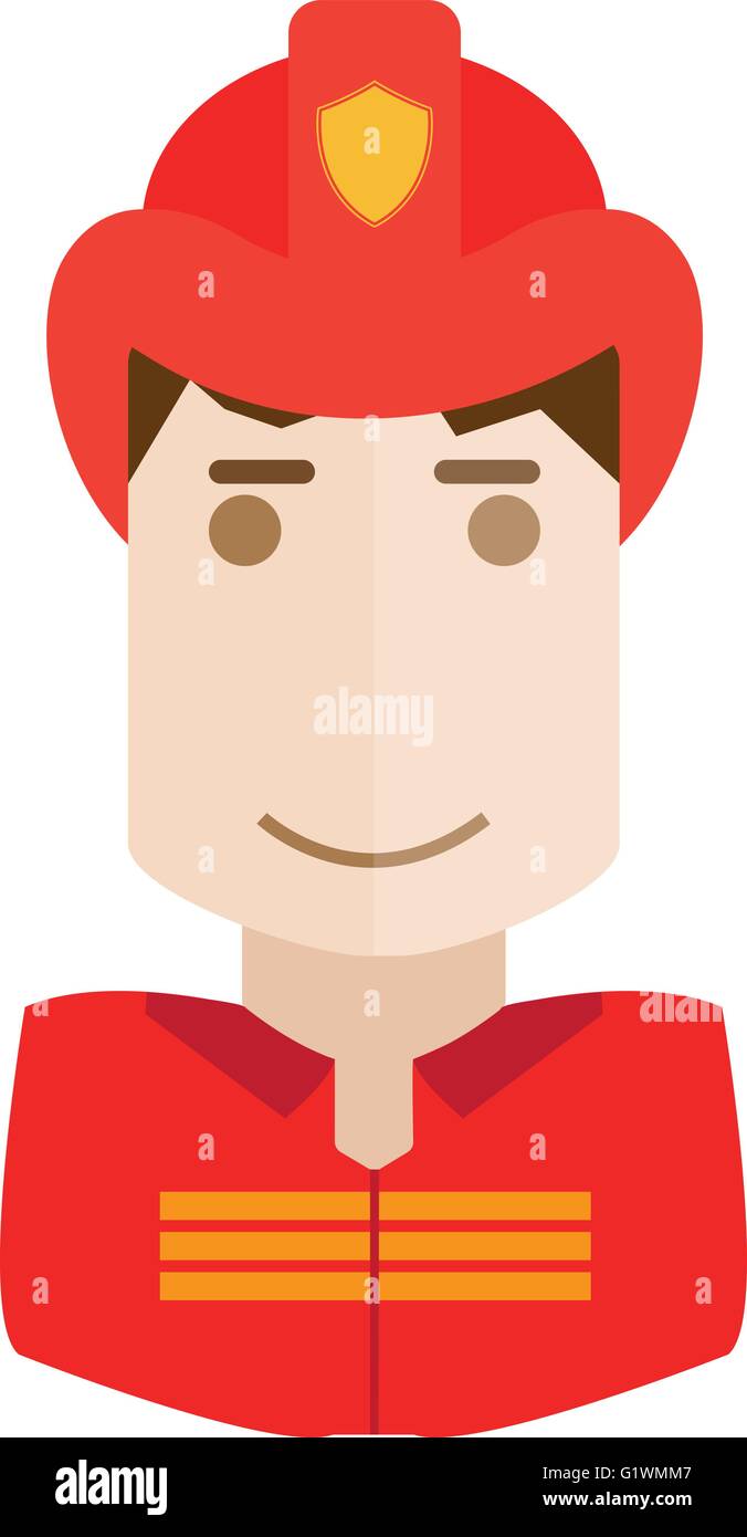 Firefighter, fireman icon. Avatar and person illustration. Flat colored ...